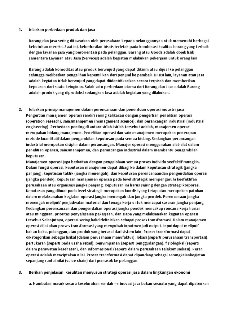 Tugas1 - Manajemen Operasi Jasa | PDF