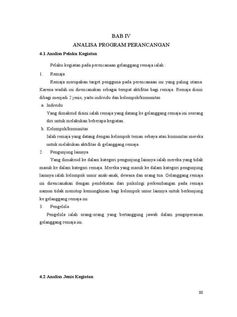 Bab 4 - Analisa Program Ruang | PDF