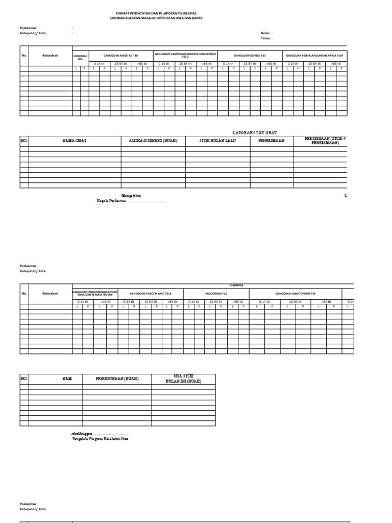 Form Laporan Keswa Odgj Berat | PDF