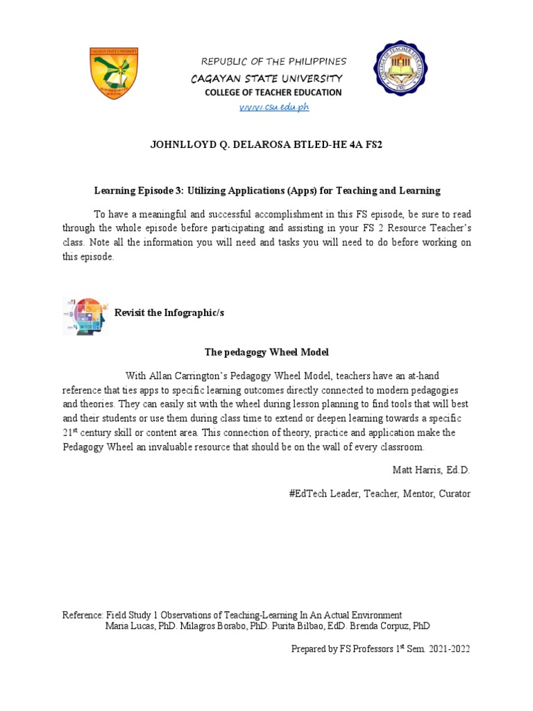 Fs2 Le3 Johnlloyd Delarosa | PDF | Educational Technology | Mobile App