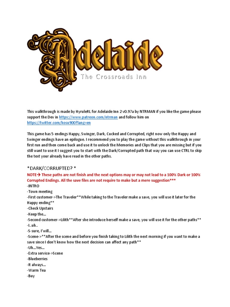Walkthrough Adelaide Inn 2 v0 | PDF