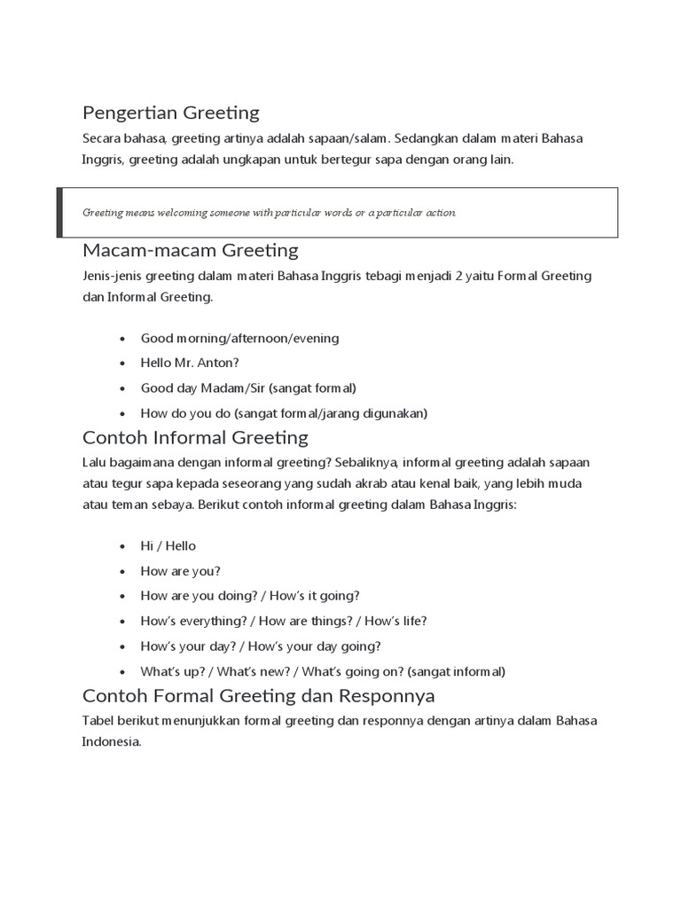 Materi Greetings | PDF