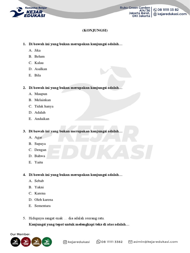 TPS - PBM - Konjungsi (SOAL) | PDF