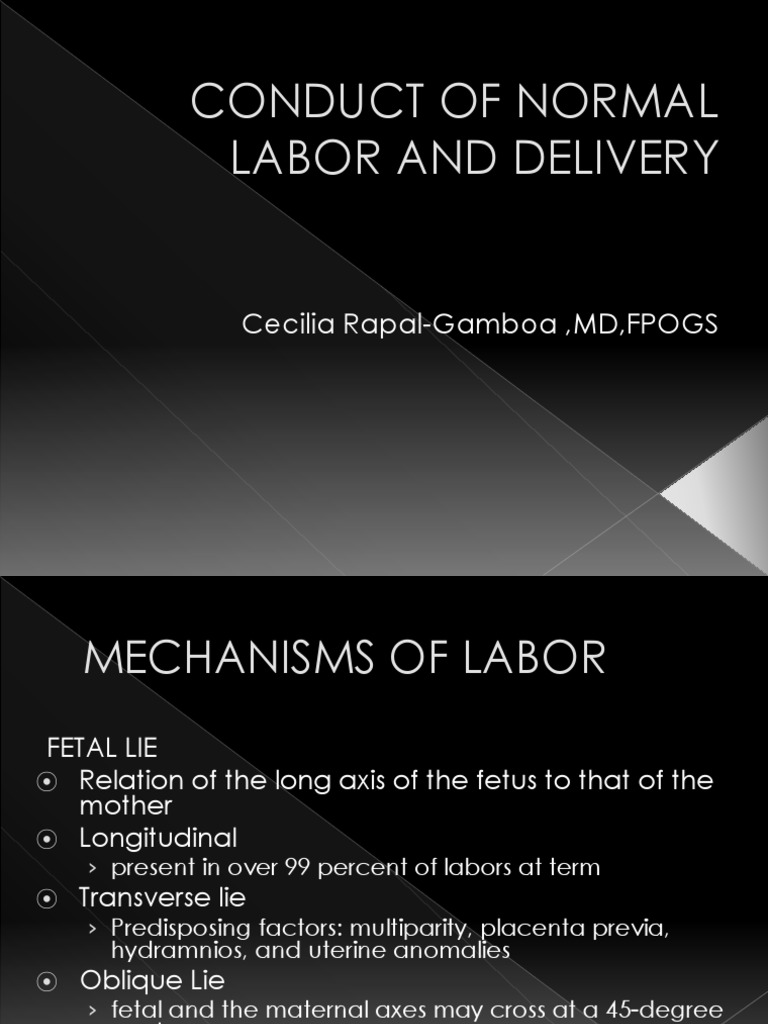 Conduct of Normal Labor and Delivery | PDF | Childbirth | Placenta