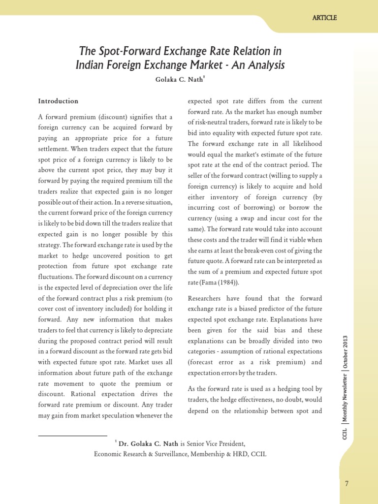 Article - The Spot-Forward Exchange Rate Relation in Indian Foreign ...