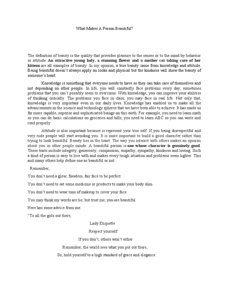 What Makes A Person Beautiful | PDF | Beauty | Knowledge