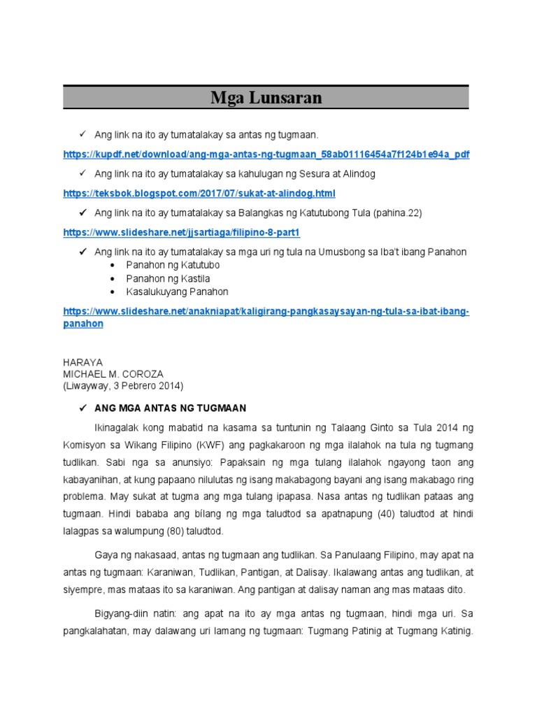 LIT 104 L2-3 - Ang Antas NG Tungmaan (CBSUA) | PDF