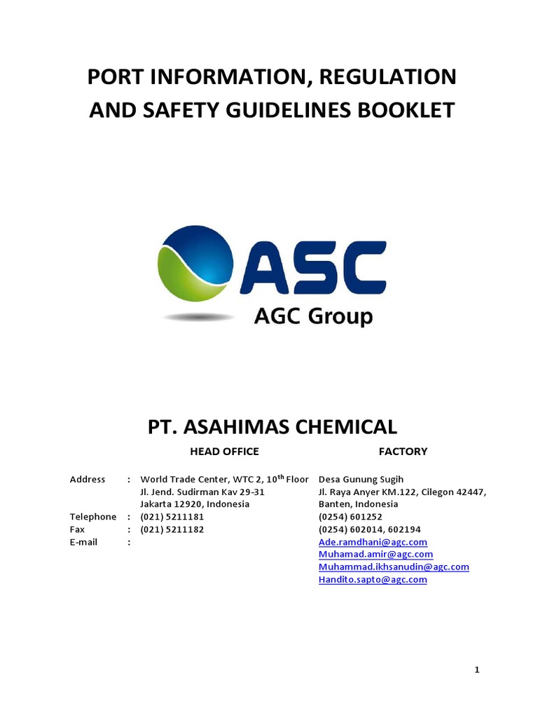 Port Information, Regulation and Safety Guidelines Booklet: Pt ...