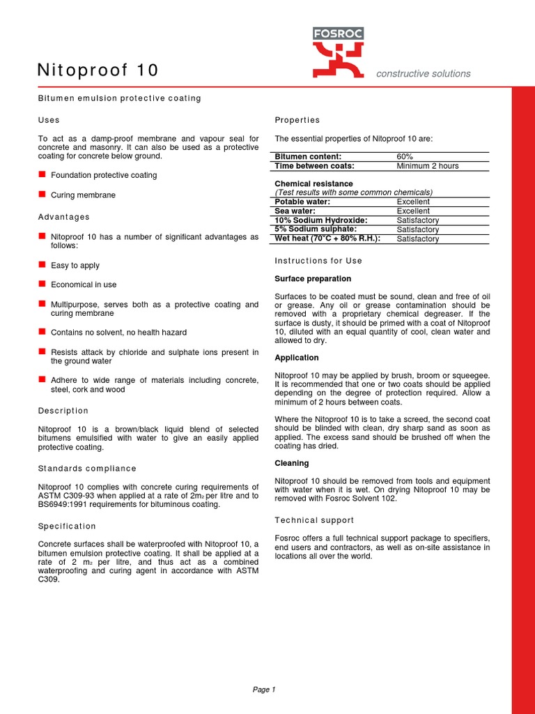 Nitoproof 10: Constructive Solutions | PDF | Materials | Chemistry