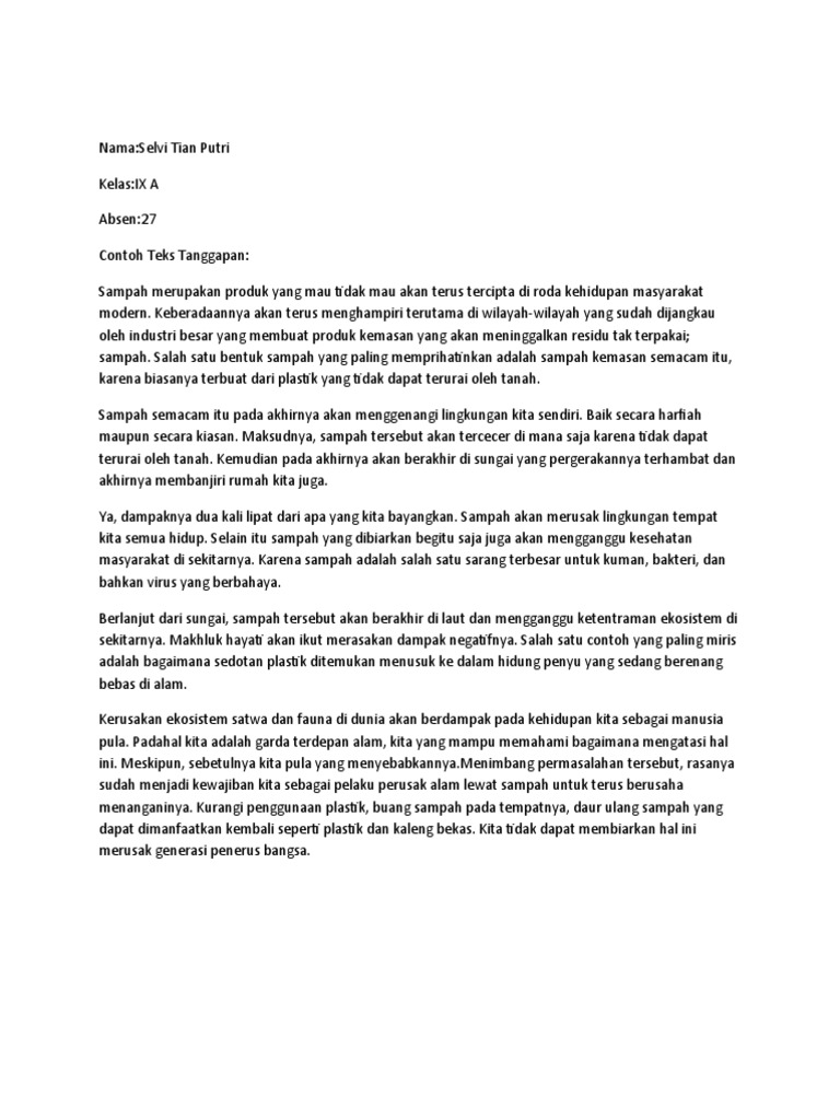 Contoh Teks Tanggapan | PDF | Sains & Matematika