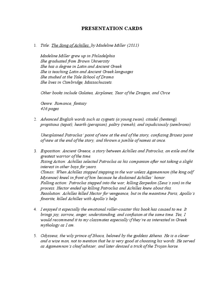 Presentation Cards | PDF | Classics