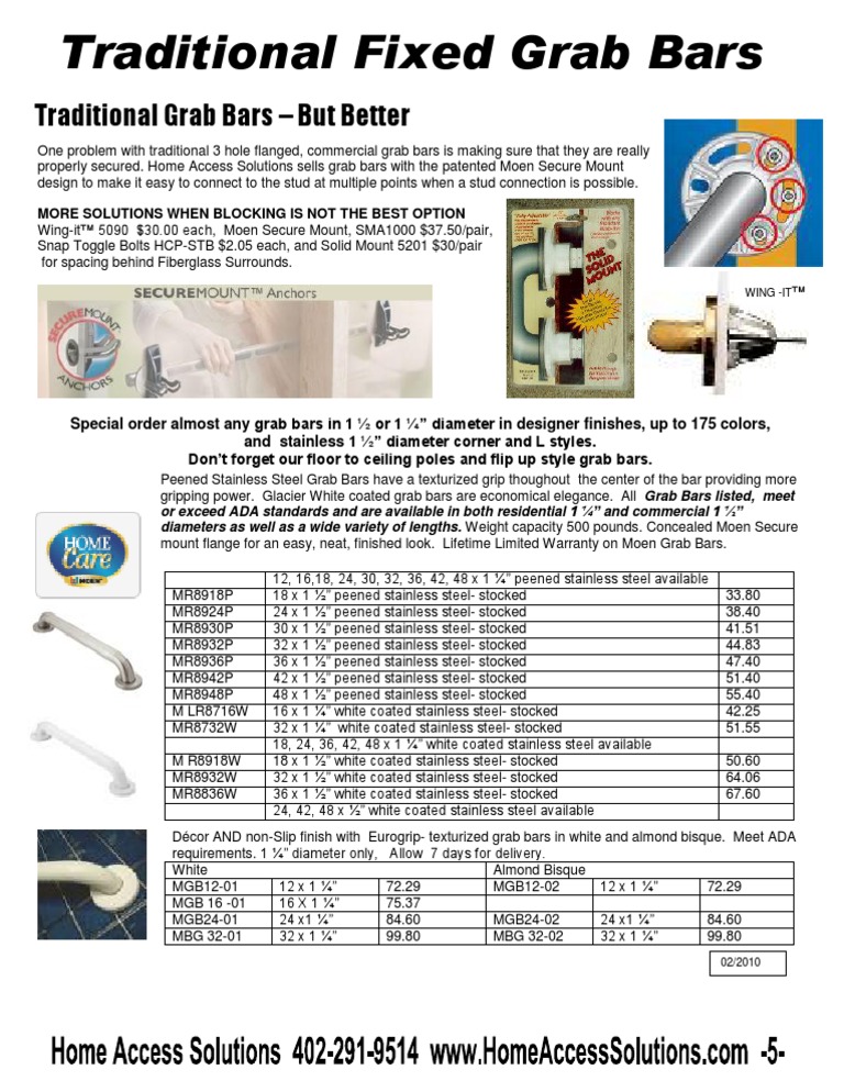 5 Traditional Grab Bars | PDF