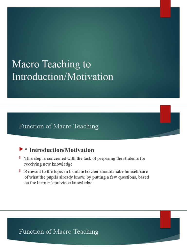 Macro Teaching To Introduction/Motivation | PDF | Career & Growth ...