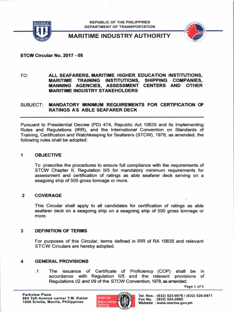 STCW Circular 2017 05 | PDF