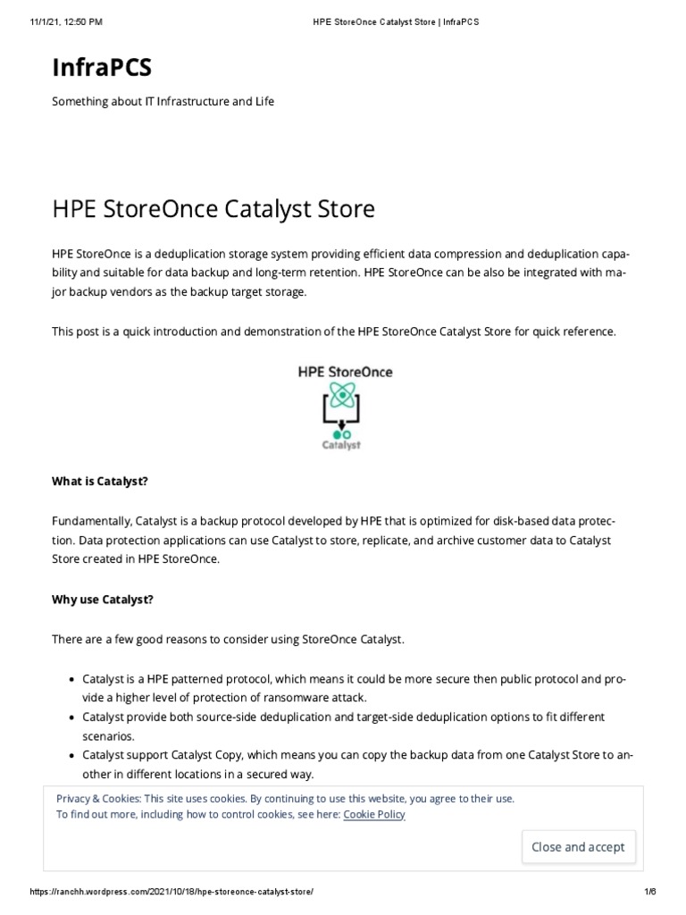 HPE StoreOnce Catalyst Store - InfraPCS | PDF | Http Cookie | Backup