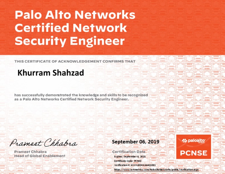 Palo Alto Networks Certified Network Security Engineer Certificate | PDF