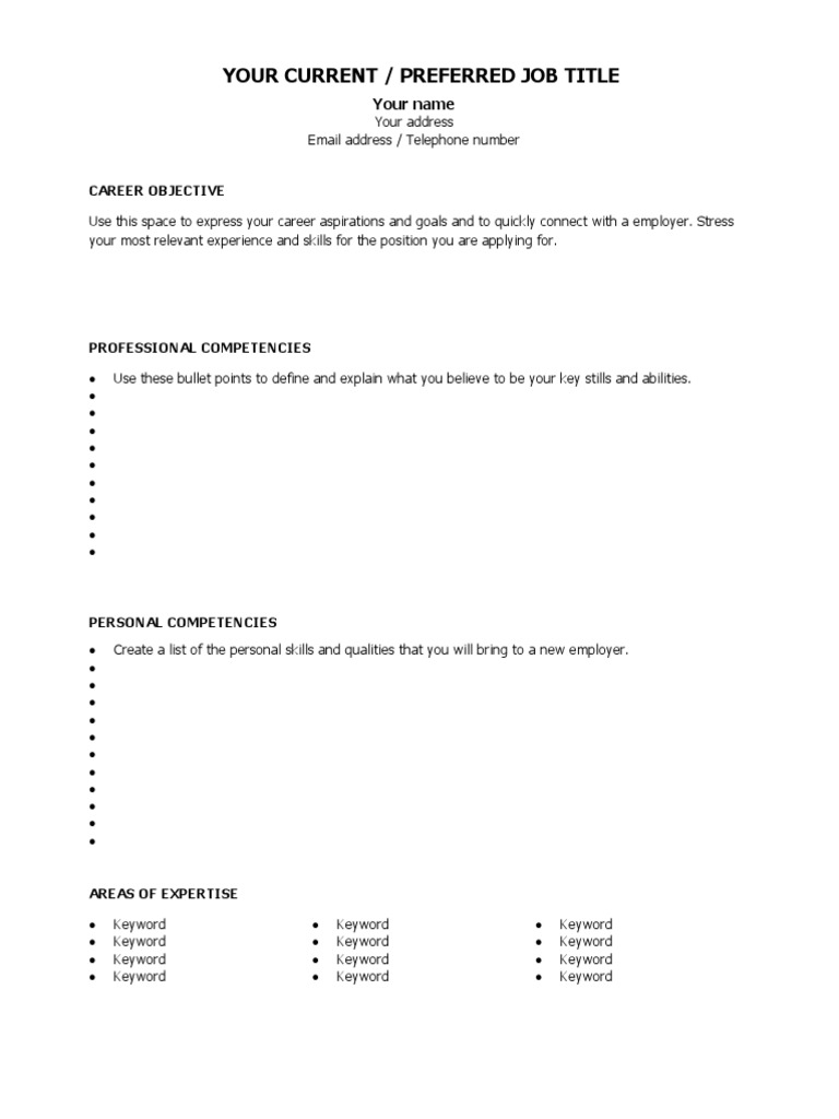Your Current / Preferred Job Title: Career Objective | PDF