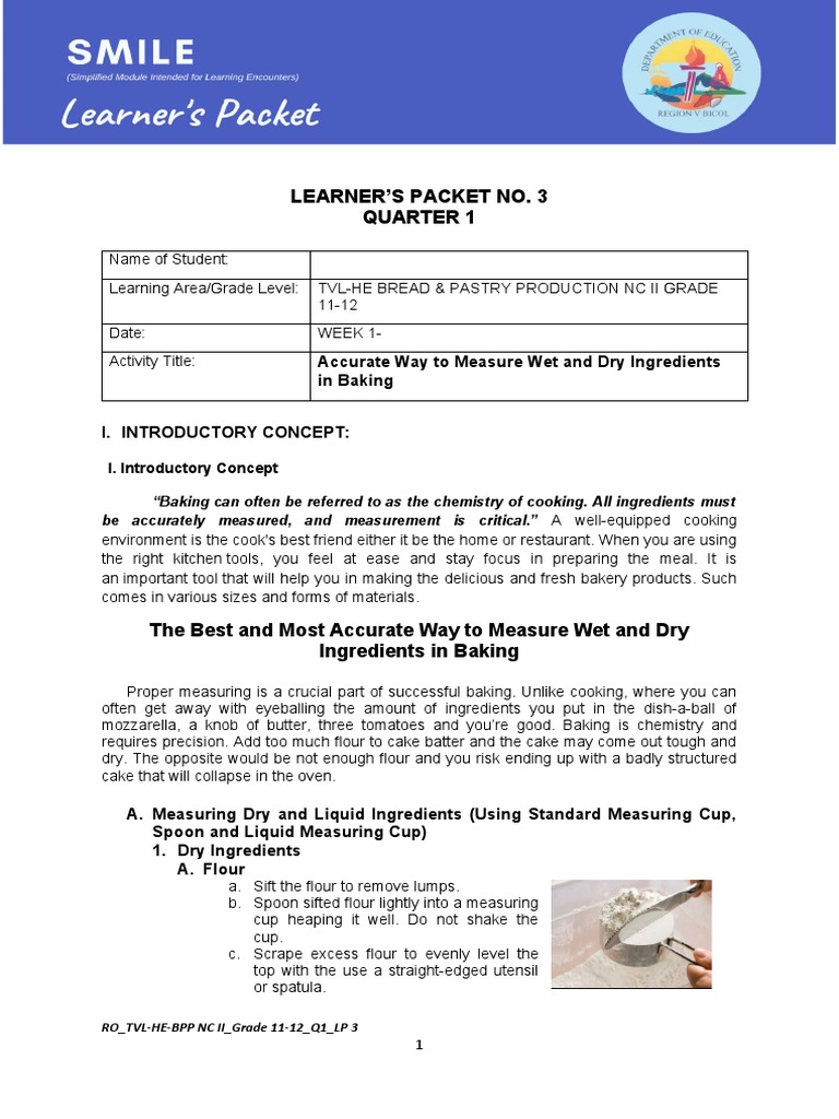 Lp3 Ro TVL He BPP Ncii Grade 11 q1 Edited | PDF | Cakes | Tablespoon Lp3 Ro TVL He BPP Ncii Grade 11 q1 Edited | PDF | Cakes | Tablespoon