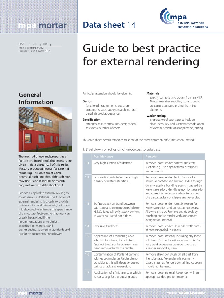 Guide To Best Practice For External Rendering: Data Sheet 14 | Download ...