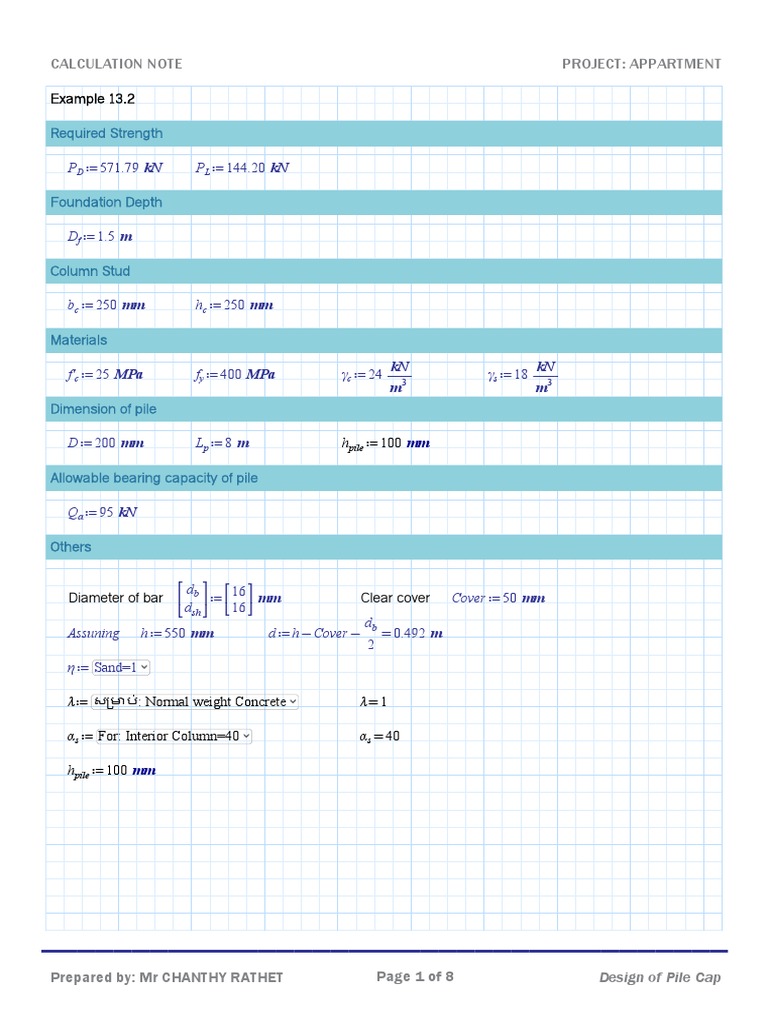 Calculation Note Project: Appartment: Required Strength | PDF | Deep ...