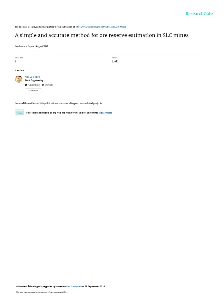 A Simple and Accurate Method For Ore Reserve Estimation in SLC Mines ...