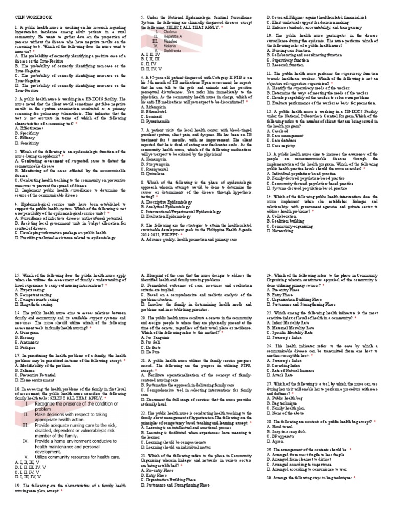 CHN Workbook | Download Free PDF | Epidemiology | Public Health