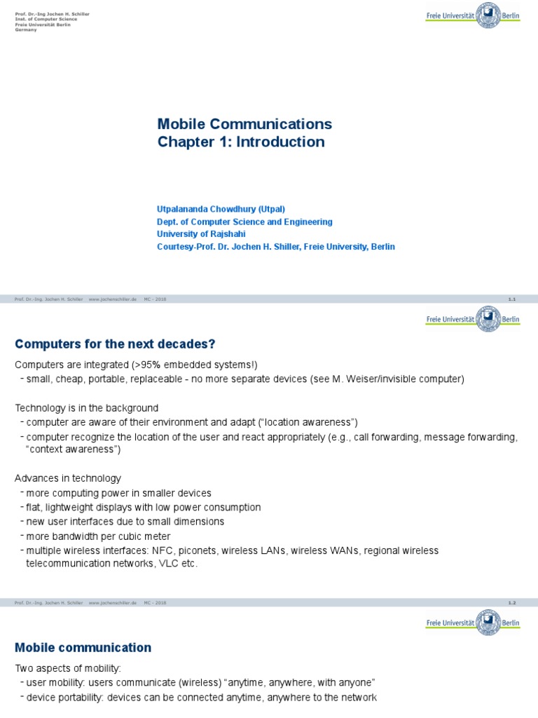Mobile Communications Chapter 1: Introduction | PDF | Wireless Lan | 3 G