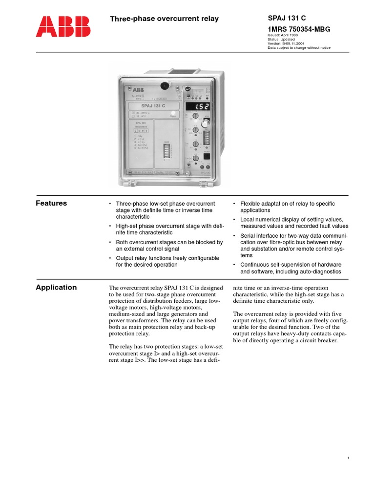 Three-Phase Overcurrent Relay SPAJ 131 C: A Technical Guide to Its ...