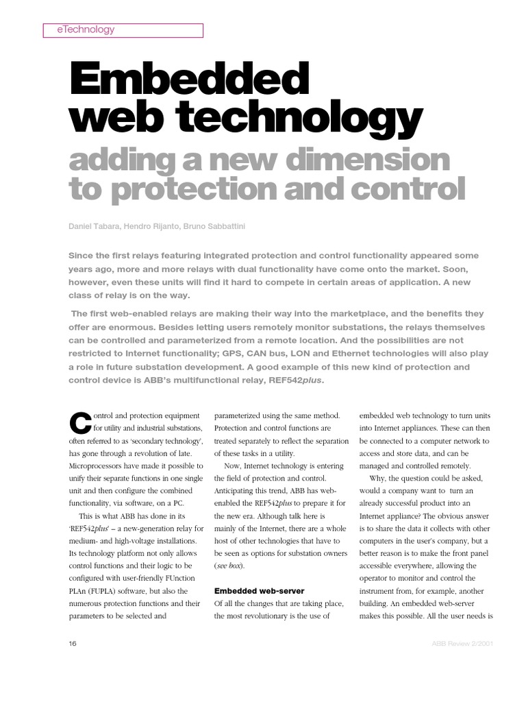 Embedded Web Technology: Adding A New Dimension To Protection and ...