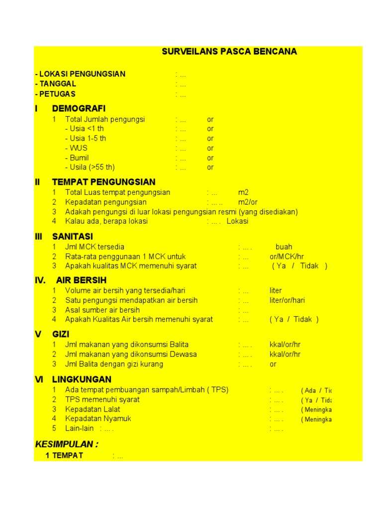 Bencana - ForM BA 8a (SURV - Pasca. Bencana) | PDF