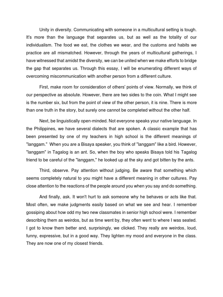 Communication in Multicultural Setting Essay - Co | PDF | Cognition ...