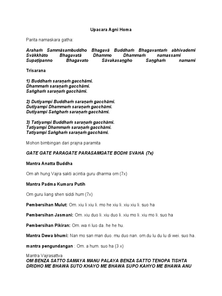 Upacara Agni Homa | PDF | Hindu Behaviour And Experience | Hindu Prayer ...