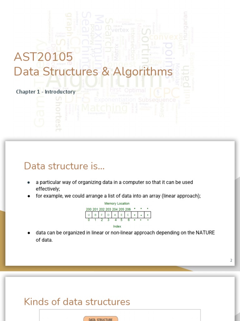 AST20105 Data Structures & Algorithms: Chapter 1 - Introductory | PDF | Array Data Structure ...