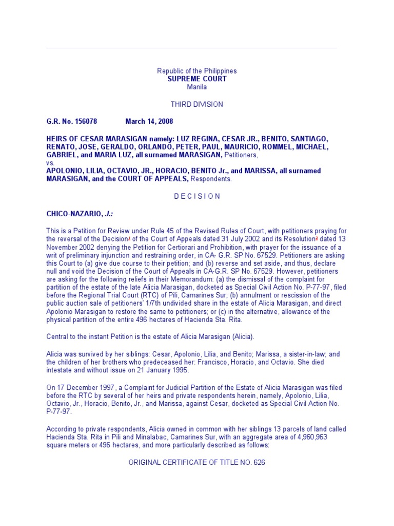 Judicial Partition | PDF | Concurrent Estate | Certiorari