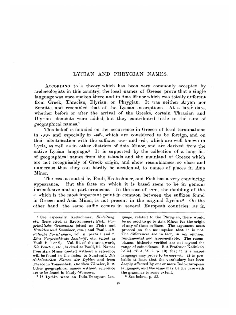 Lycian and Phrygian Names | PDF | Linguistics | Language Families