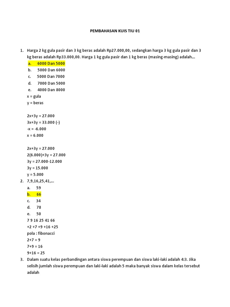 Pembahasan Kuis Tiu 01 | PDF | Metode & Bahan Ajar
