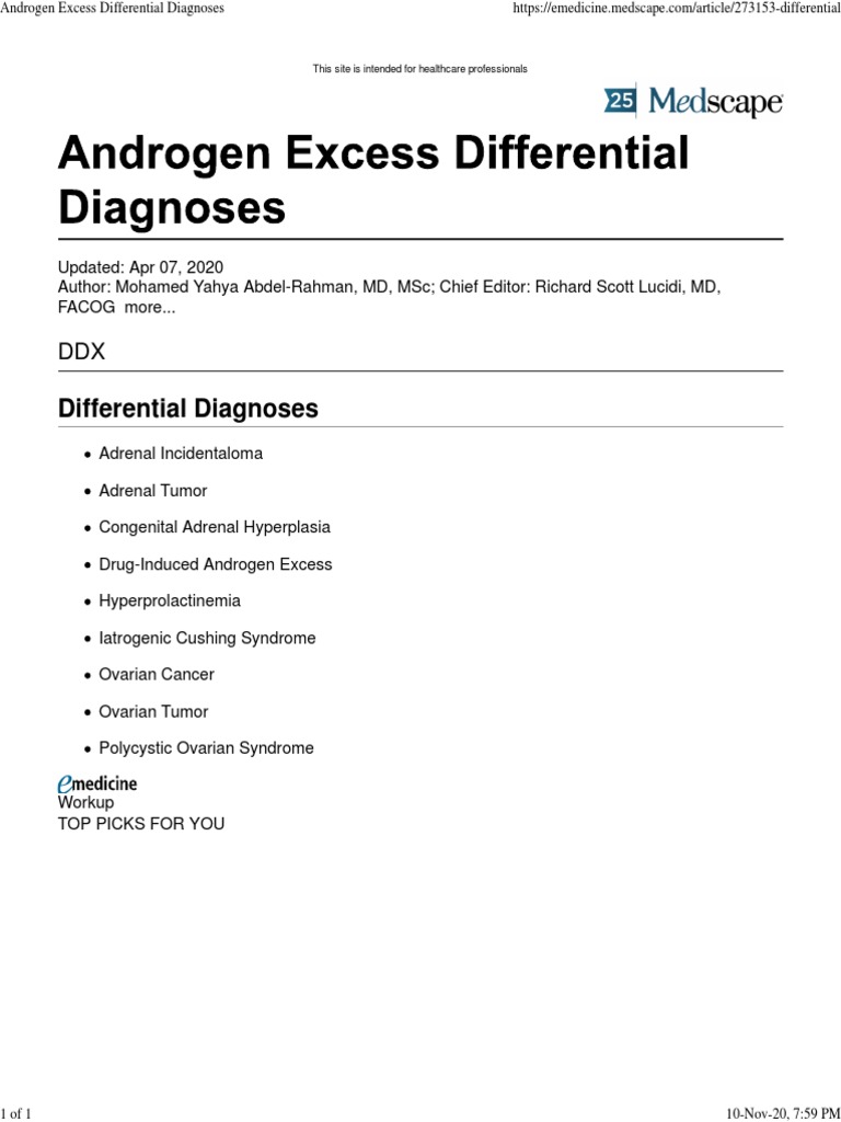 Androgen Excess (Differential Diagnoses-DDx) | PDF