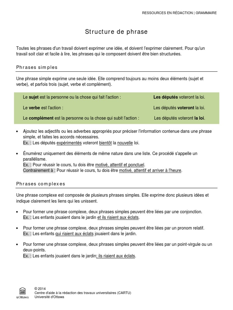 Structure de Phrase | PDF | Phrase | Verbe