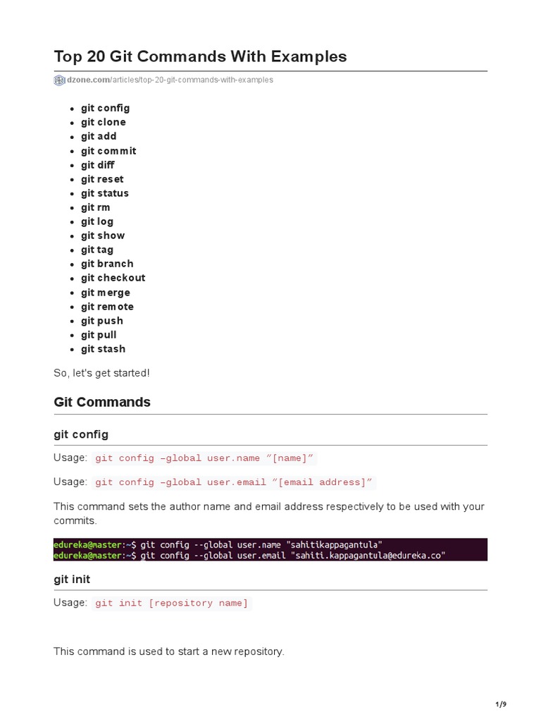 Top 20 Git Commands | Download Free PDF | Computer File | Computer Data