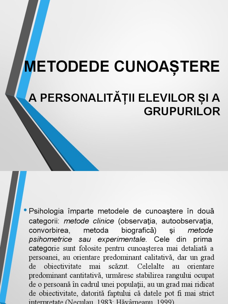 Metode de Cunoastere A Personalitatii Si A Grupurilor | PDF