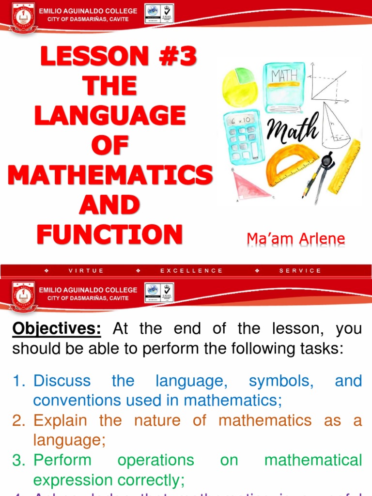 Lesson 3 - Language of Math | PDF | Inequality (Mathematics) | Mathematics