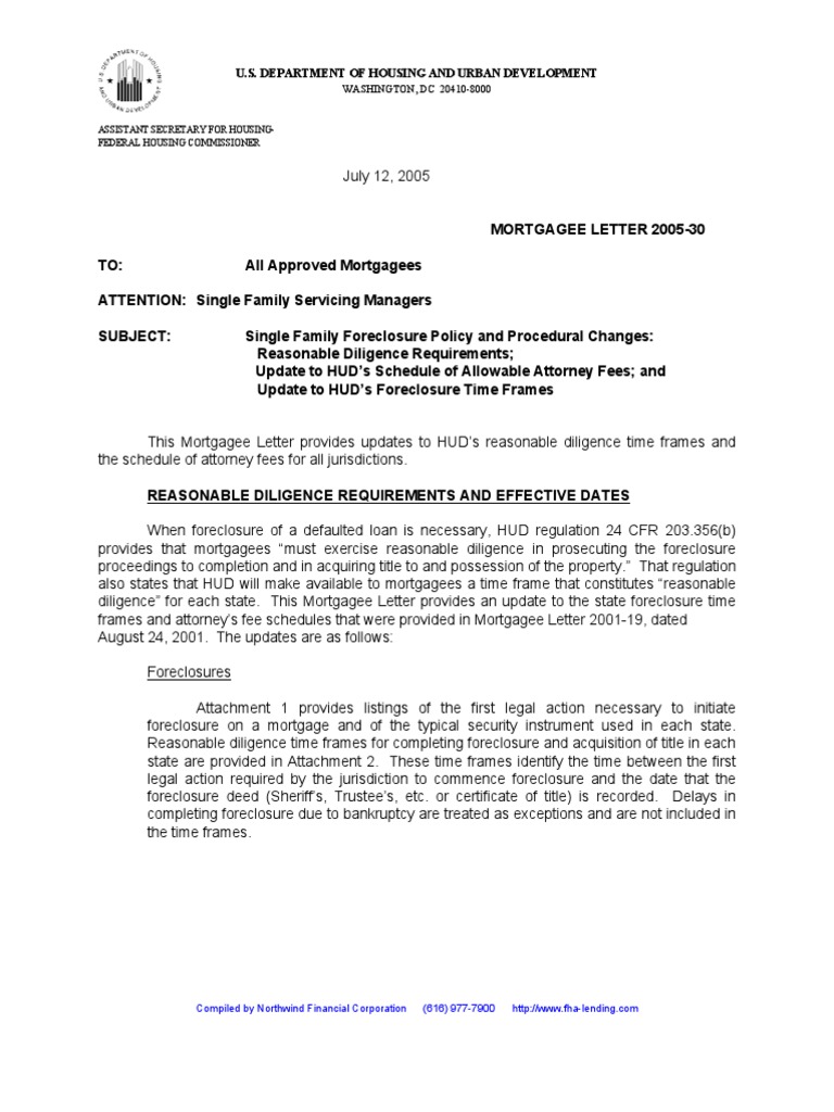 Mortgagee Letter 2005-30 | PDF | Foreclosure | Deed Of Trust (Real Estate)