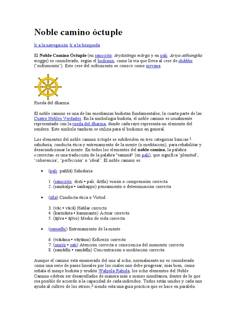 Noble Camino Óctuple | PDF | Noble Óctuple Sendero | Nāstika