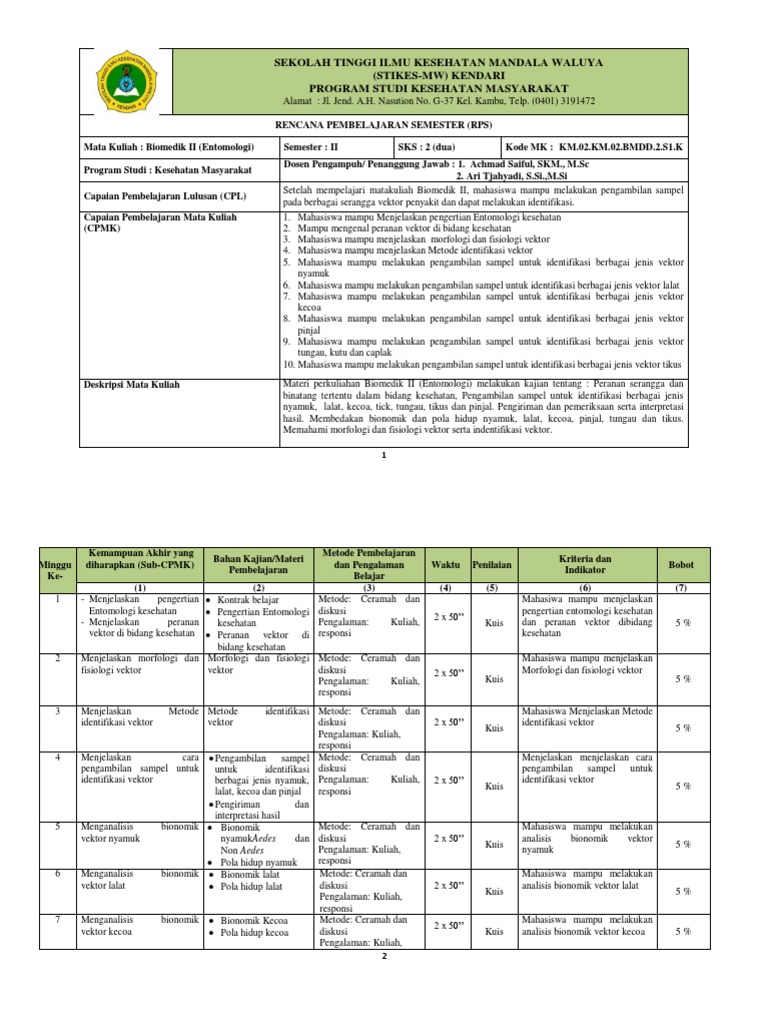 Rps Biomedik II | PDF | Karier & Perkembangan