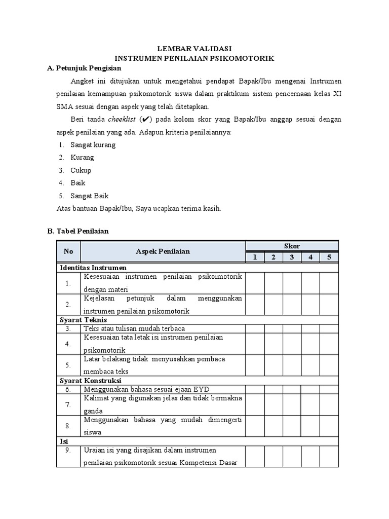 Validasi Instrumen | PDF