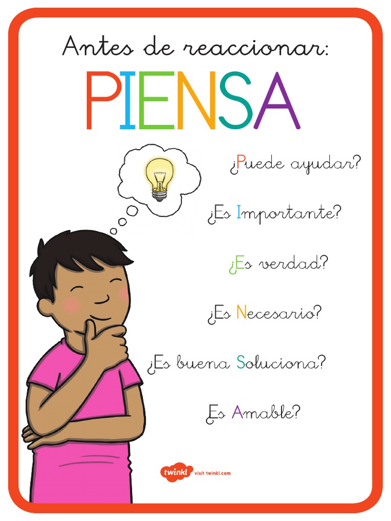 Es T 2546842 Poacutester Piensa Antes de Actuar Poacutester Din A4 ...