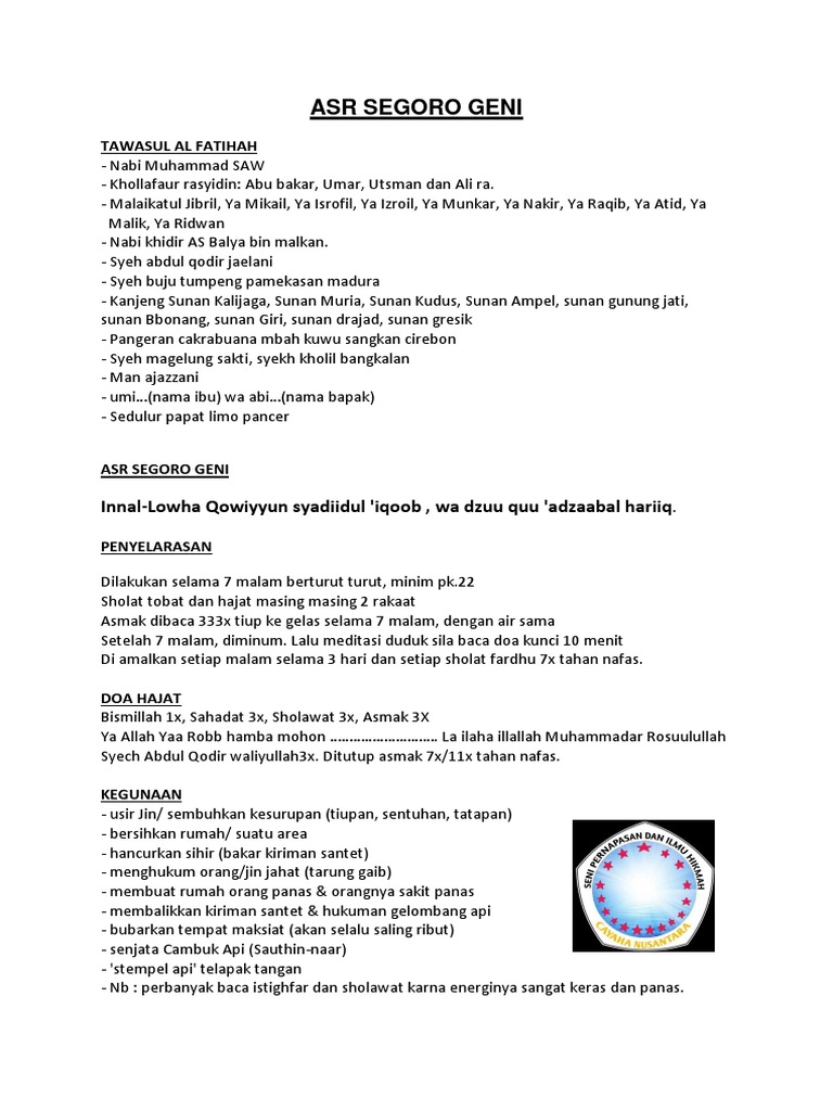 Asr Segoro Geni CN | PDF