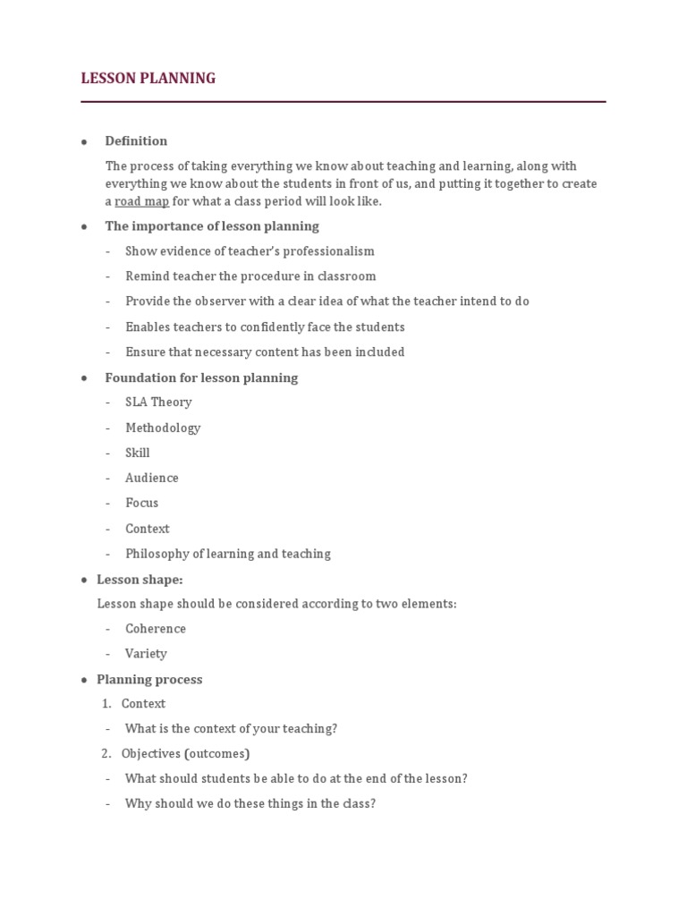 Lesson Planning | PDF