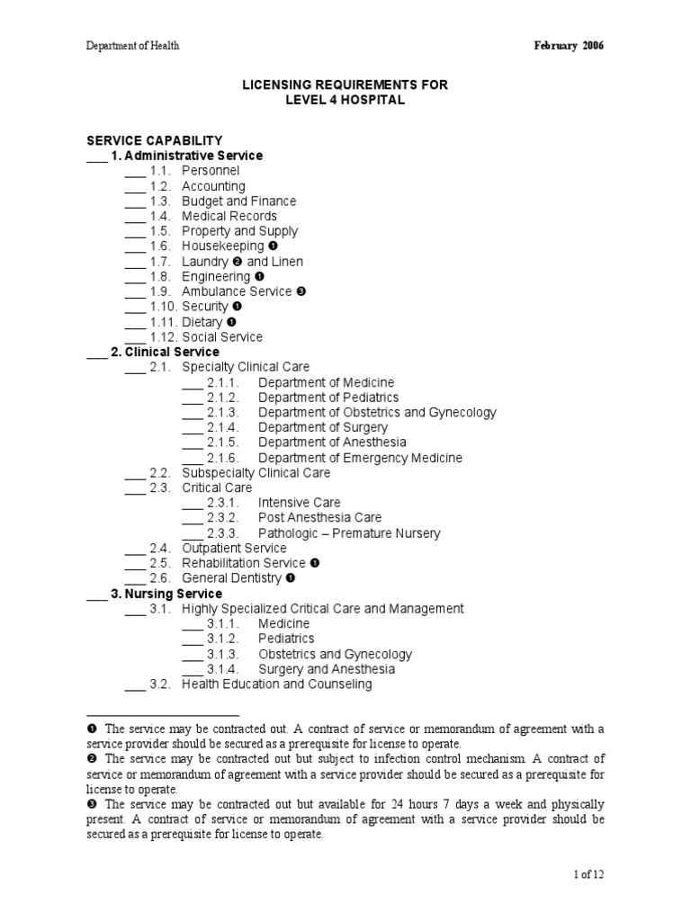 Level 4 Hospital Licensing Requirements | PDF | Intensive Care Medicine ...