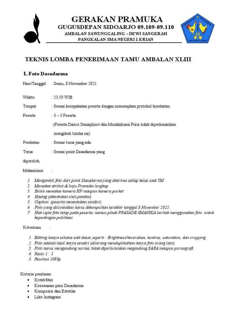 Juknis Lomba Pta - Xliii | PDF